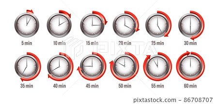 Timer clock, stopwatch icon set. Label... - Stock Illustration ...