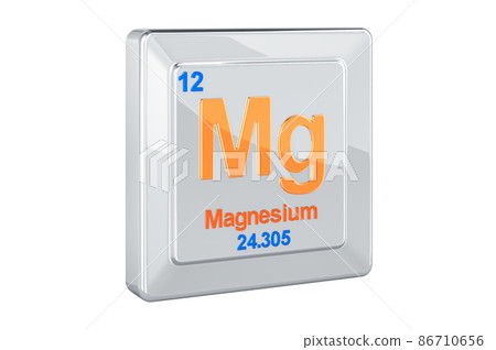 Magnesium, Mg chemical element sign. 3D rendering - Stock Illustration ...