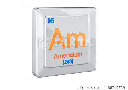 Americium Am, chemical element sign. 3D rendering - Stock Illustration ...
