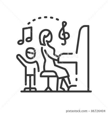 Music lesson - vector line design single... - Stock Illustration ...