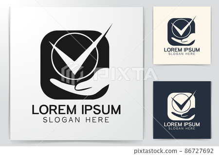 hand and check mark logo Designs Inspiration... - Stock Illustration ...