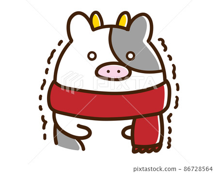 Cute hand-painted illustration of a cow with a... - Stock Illustration ...