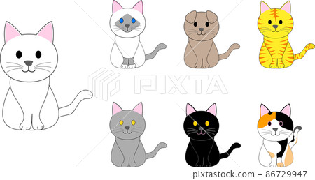 Collection of Birman cats, tabby cats, Scottish... - Stock Illustration ...
