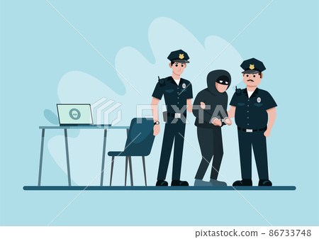 Police officers arresting hacker-插圖素材 [86733748] - PIXTA圖庫