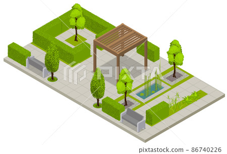 Garden Design Isometric Composition - Stock Illustration [86740226] - PIXTA