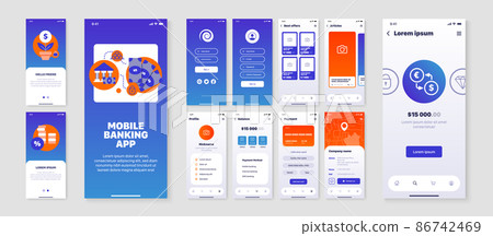 Mobile Banking User Interfaces - Stock Illustration [86742469] - PIXTA