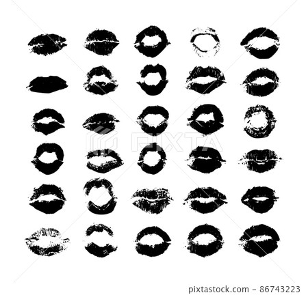 Collection of texture prints of female lips. - Stock Illustration ...