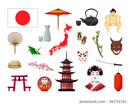 Vector objects associated with Japan.... - Stock Illustration [86743281 ...