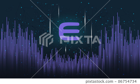 Enjin ENJ token symbol on dark polygonal... - Stock Illustration ...