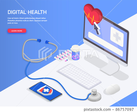 Computer Health Isometric Background - Stock Illustration [86757097 ...