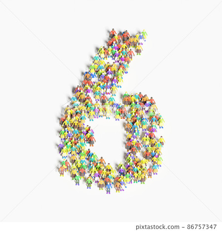 Graphics of people lined up in the shape of "6"... - Stock Illustration ...