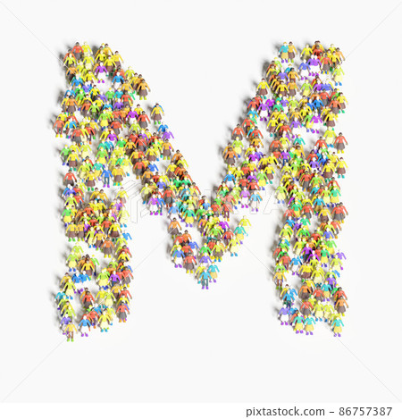Graphics of people lined up in the shape of "M"... - Stock Illustration ...