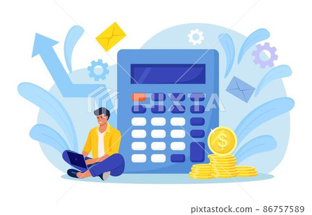 Man with Calculator for Math Operations. Person... - Stock Illustration ...