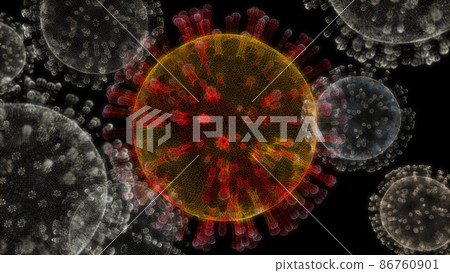Close-up of virus under microscope, SARS-CoV-2... - Stock Illustration ...
