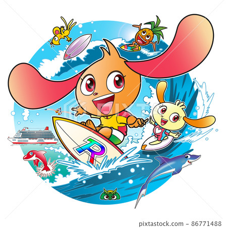 Rabbit, character, surfing, image 02 - Stock Illustration [86771488 ...