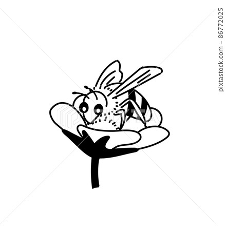 Bee pollination work illustration monochrome... - Stock Illustration ...