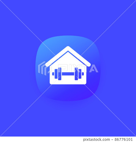 home workout icon, house and dumbbell - Stock Illustration [86776101 ...
