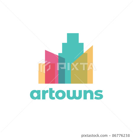 abstract colorful town building logo design,... - Stock Illustration ...