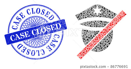 Scratched Case Closed Badge and Triangle Closed... - Stock Illustration ...