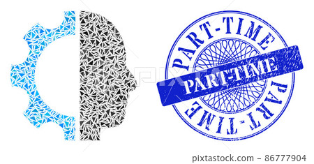 Grunge Part-Time Badge and Triangle Cyborg Gear... - Stock Illustration ...