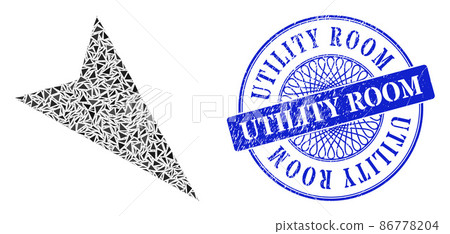 Grunge Utility Room Stamp and Triangle... - Stock Illustration ...