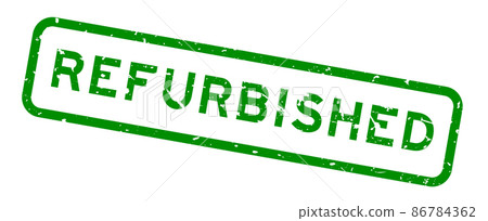 Grunge green refurbished word square rubber... - Stock Illustration ...