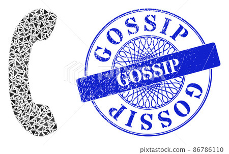 Scratched Gossip Stamp Seal and Triangle Phone... - Stock Illustration ...