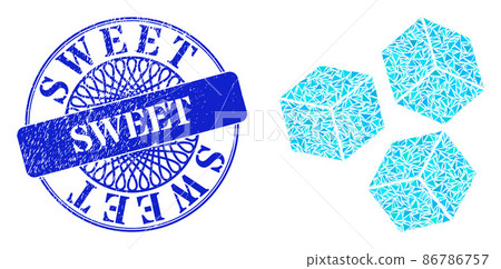 Scratched Sweet Seal and Triangle Sugar Cubes... - Stock Illustration ...