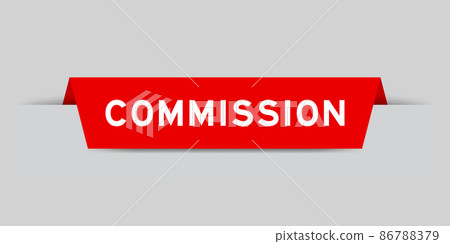 Red color inserted label with word commission... - Stock Illustration ...