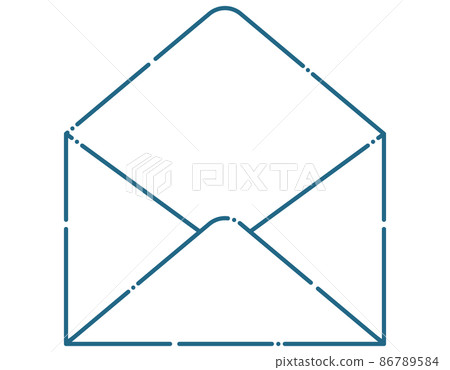 Letter envelope opening simple dashed line blue - Stock Illustration ...