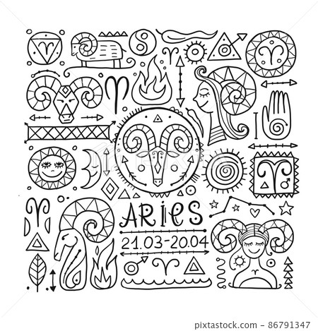Illustration of Aries zodiac sign. Element of... - Stock Illustration ...