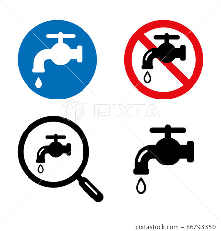 Water leak faucet icon set - Stock Illustration [86793350] - PIXTA