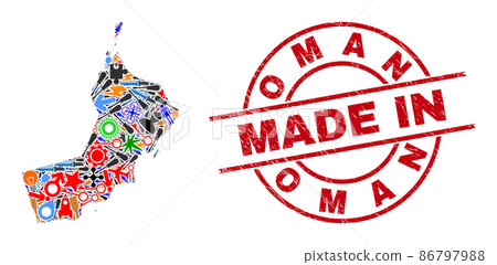 Production Collage Oman Map and Made in Grunge...-插圖素材 [86797988] - PIXTA圖庫