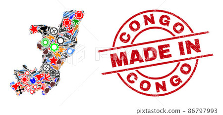 Component Collage Republic of the Congo Map and... - Stock Illustration ...