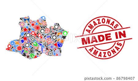 Production Collage Amazonas State Map and Made... - Stock Illustration ...