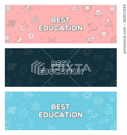 3 educational banners with cute backgrounds - Stock Illustration ...