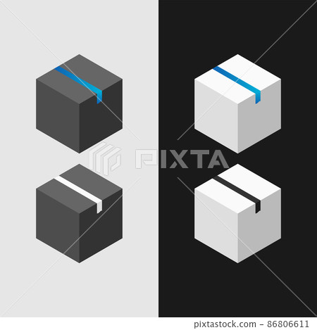 Set of multi-colored cardboard boxes. - Stock Illustration [86806611 ...