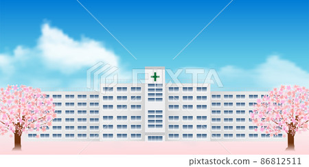 Sakura Hospital Spring Background - Stock Illustration [86812511] - PIXTA