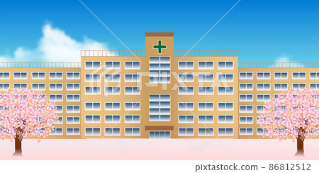 Sakura Hospital Spring Background - Stock Illustration [86812512] - PIXTA