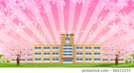 Sakura school spring background - Stock Illustration [86813255] - PIXTA