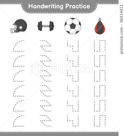 Handwriting practice. Tracing lines of Soccer... - Stock Illustration ...