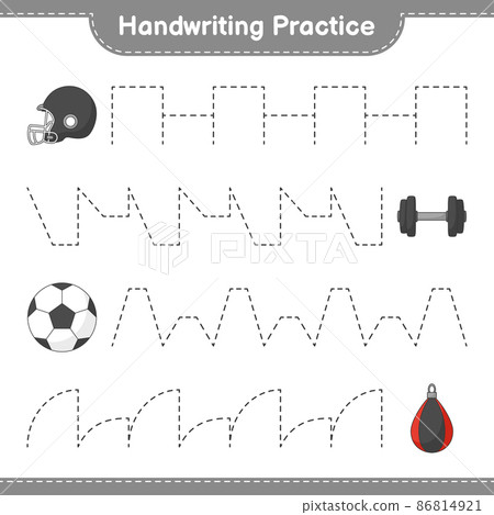 Handwriting practice. Tracing lines of Soccer... - Stock Illustration ...