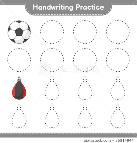 Handwriting practice. Tracing lines of Soccer... - Stock Illustration ...
