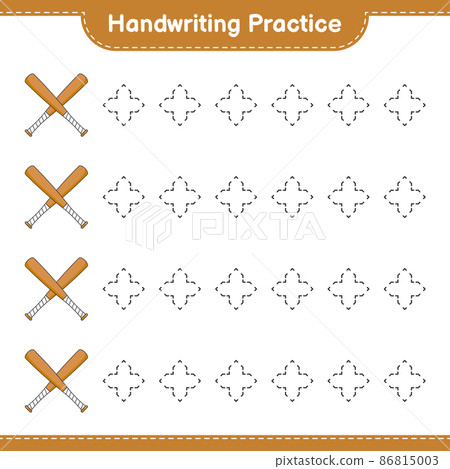 Handwriting practice. Tracing lines of Baseball... - Stock Illustration ...