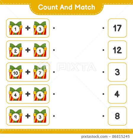 Count and match, count the number of Gift Box... - Stock Illustration ...