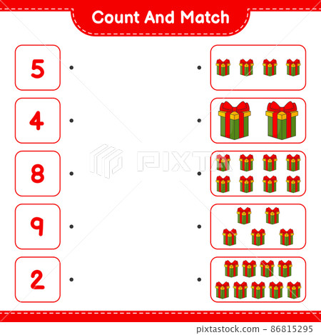 Count and match, count the number of Gift Box... - Stock Illustration ...