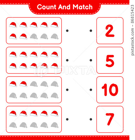 Count and match, count the number of Santa Hat... - Stock Illustration ...