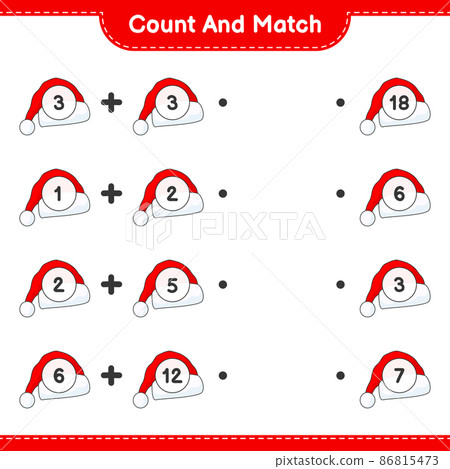 Count and match, count the number of Santa Hat... - Stock Illustration ...