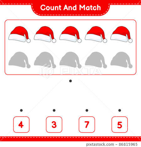 Count and match, count the number of Santa Hat... - Stock Illustration ...
