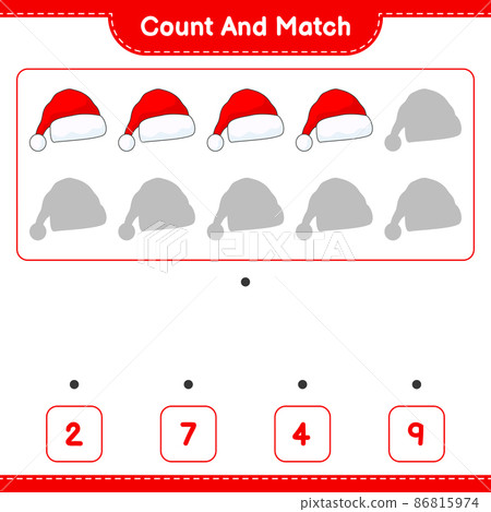 Count and match, count the number of Santa Hat... - Stock Illustration ...